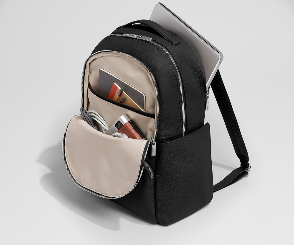 Shop Structured Black Leather Backpacks | Away: Built for modern travel